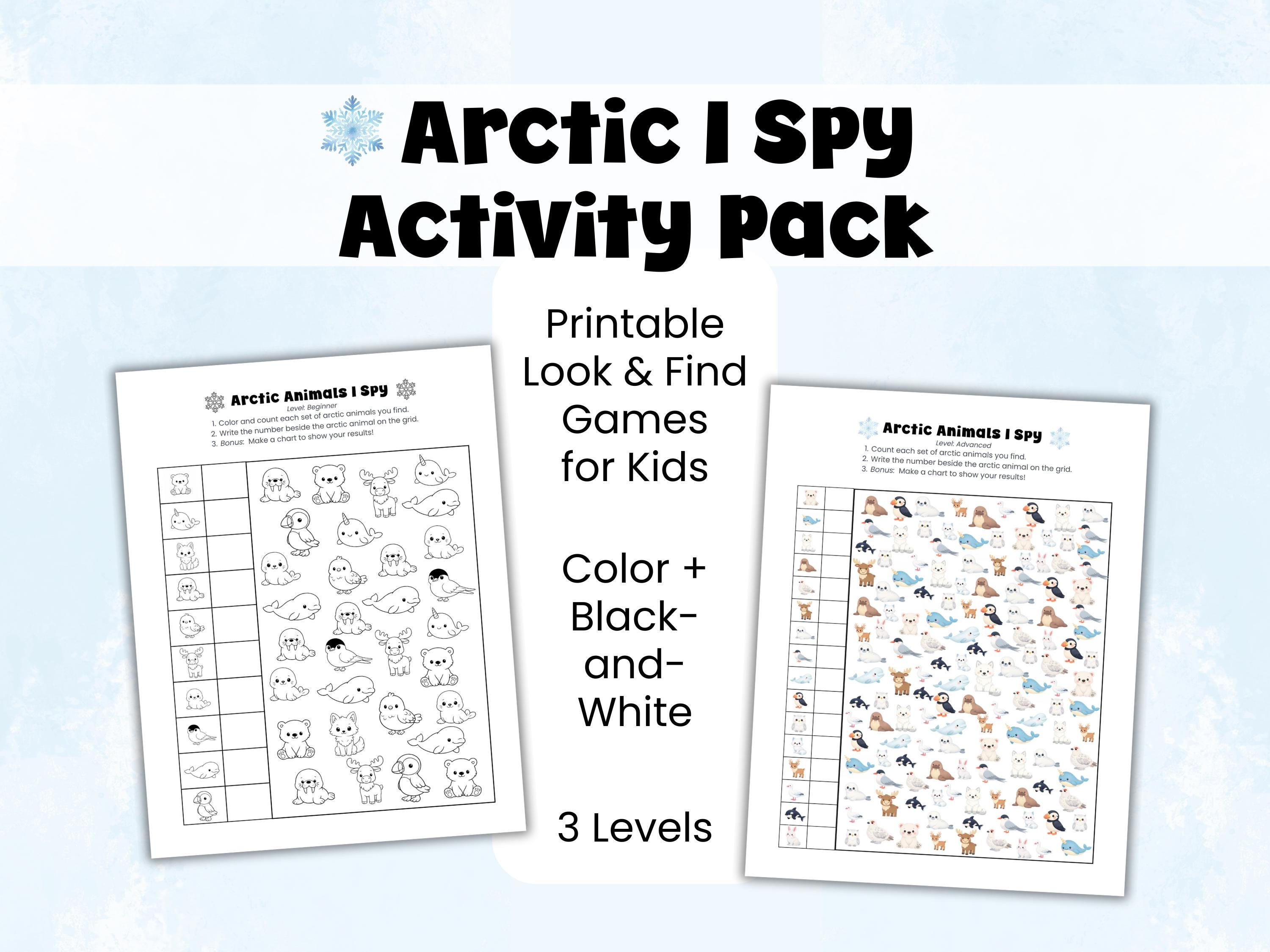 Arctic Animals I Spy Printable Games | Winter Activity for Kids - Etsy