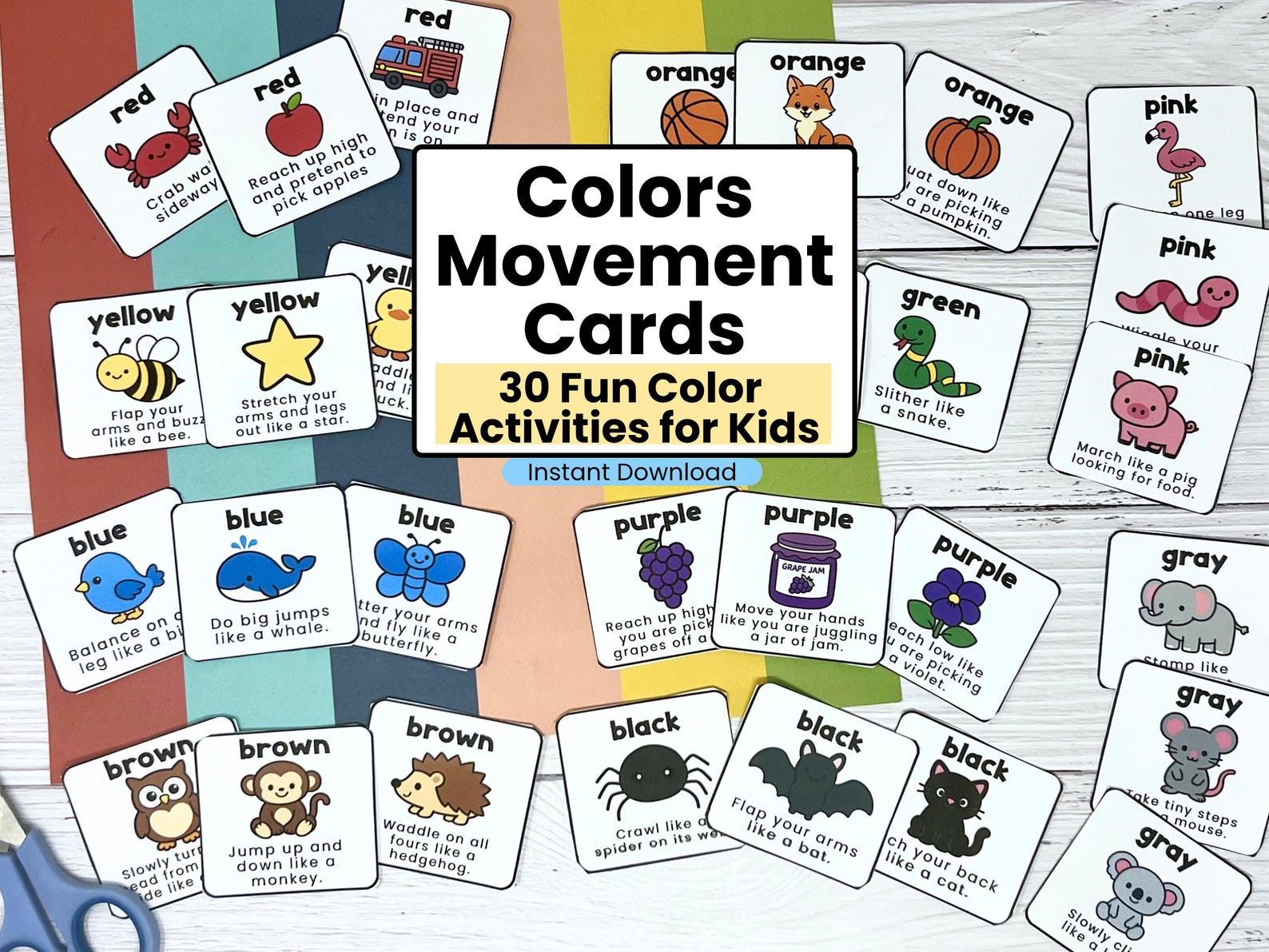 Colors Movement Cards for Preschool & Kindergarten | Color Gross Motor ...