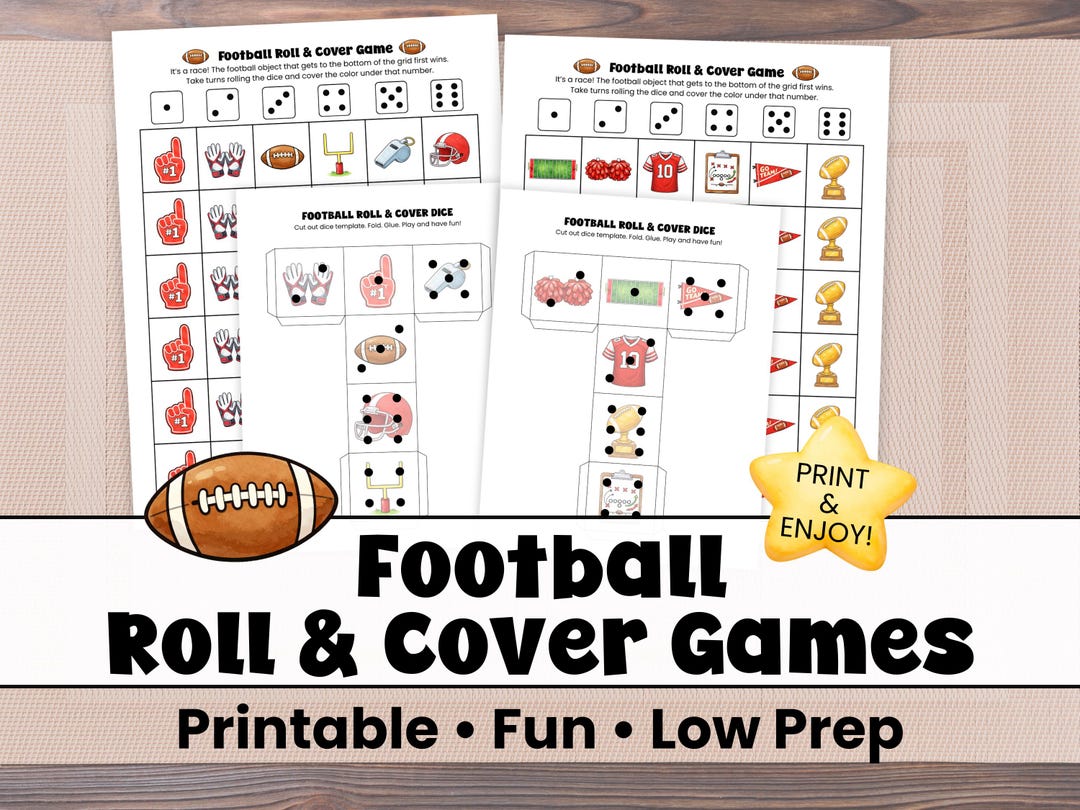 Football Roll & Cover Game | Kids Printable Math Activity (digital ...