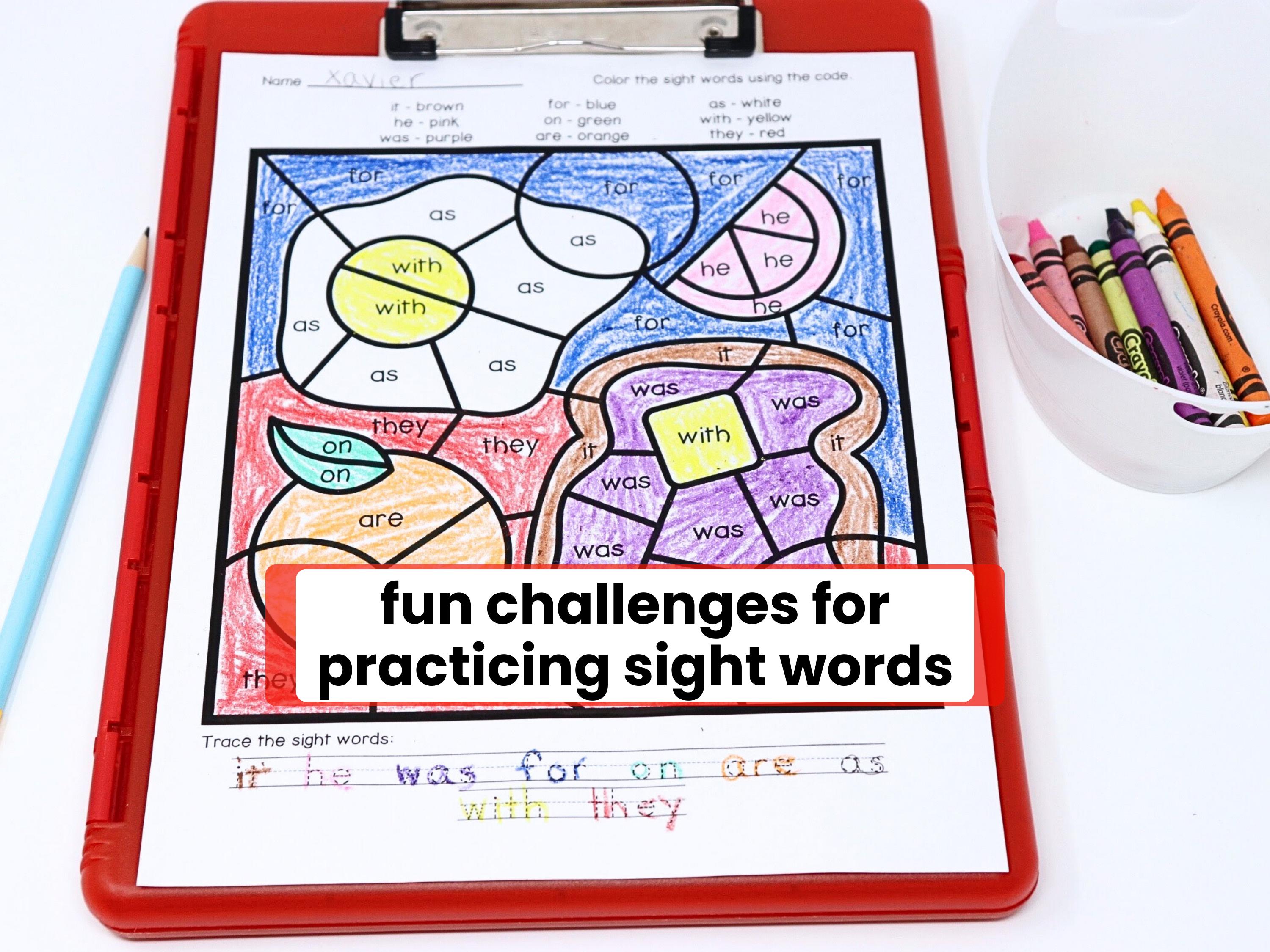 Sight Words Color by Word Worksheets | Printable Sight Word Practice ...