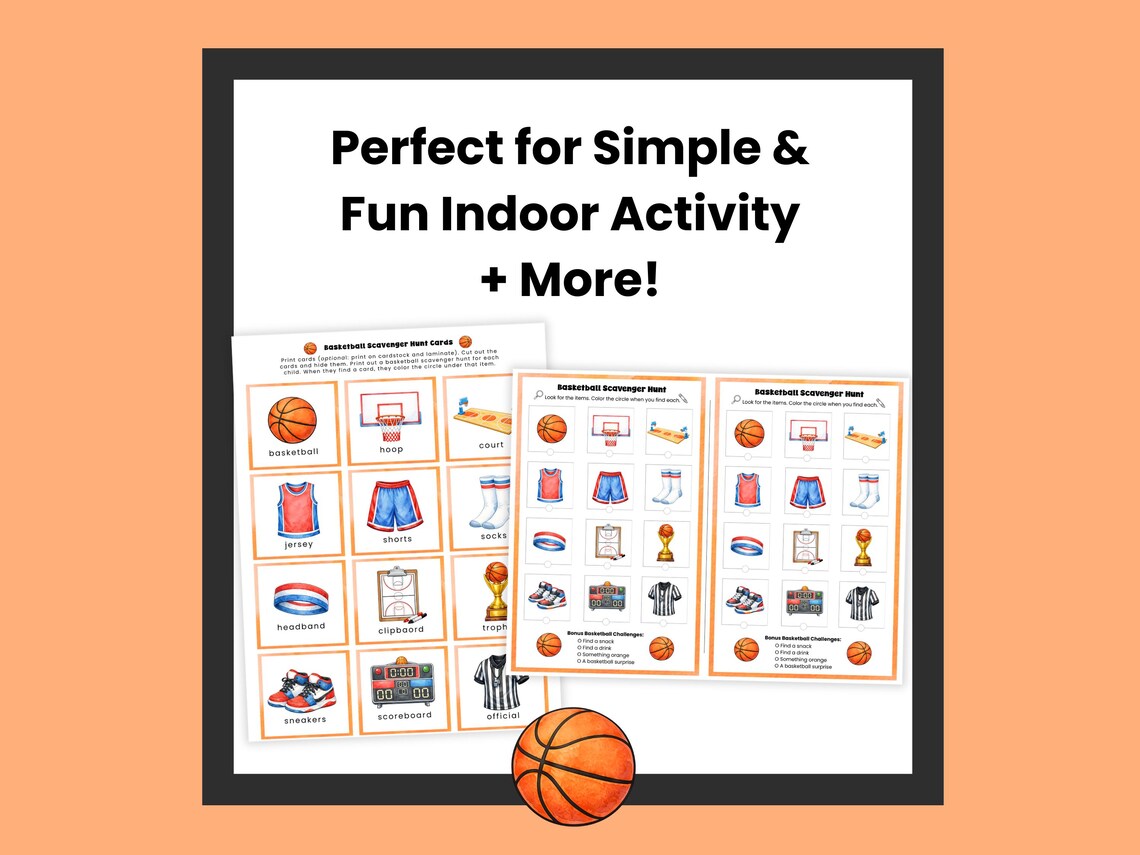 Basketball Scavenger Hunt for Kids | Sports Themed Indoor Activity ...