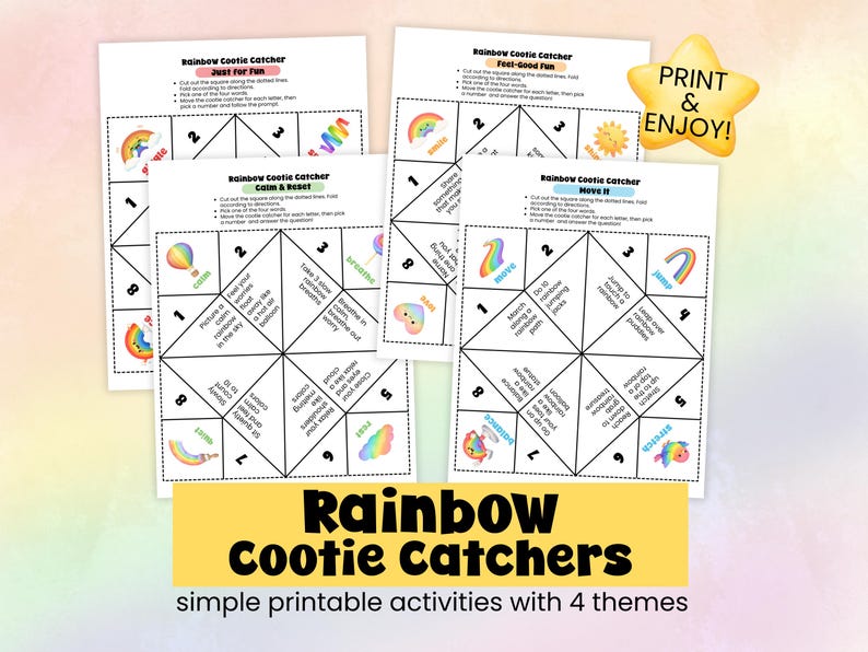 Rainbow Cootie Catchers for Kids | Printable Fortune Tellers | Fun ...