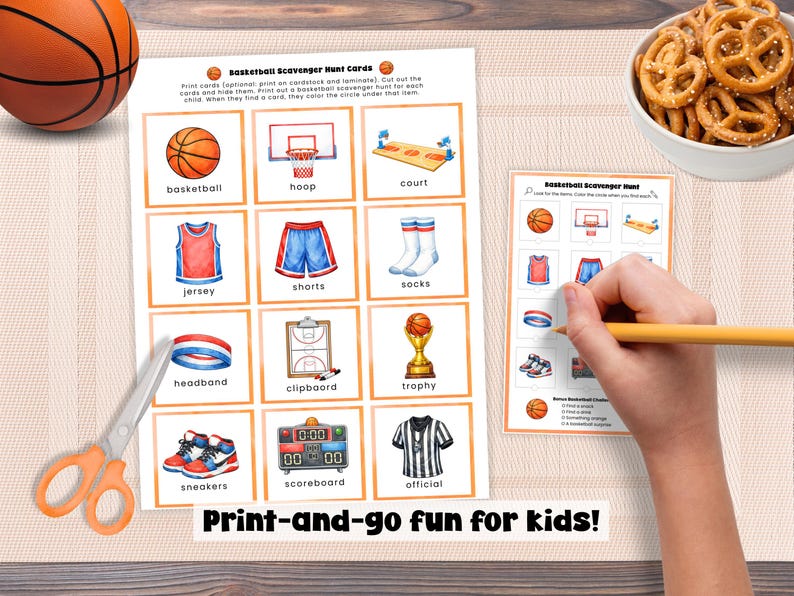 Basketball Scavenger Hunt for Kids | Sports Themed Indoor Activity ...