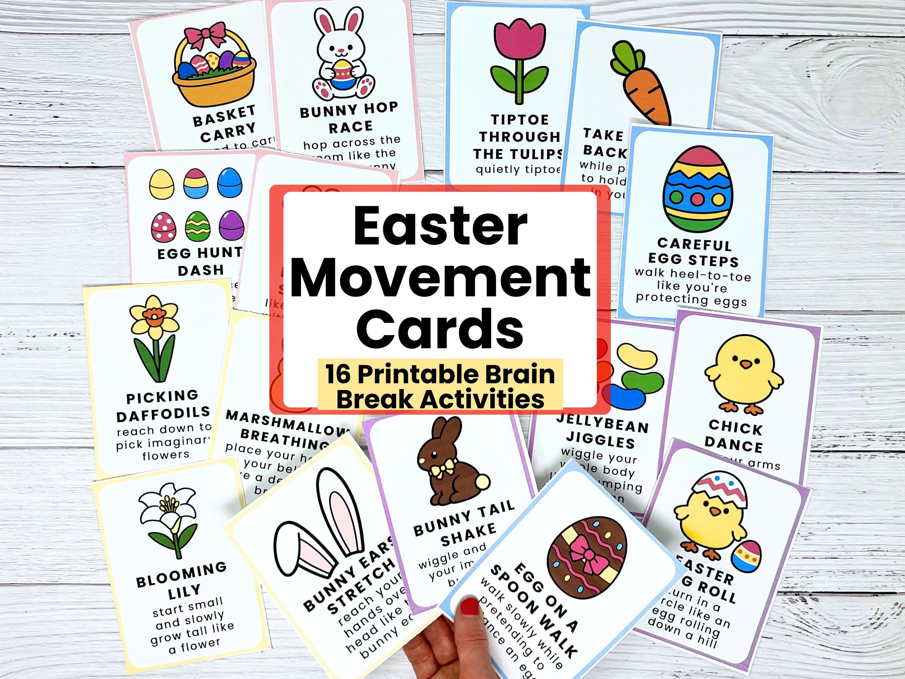 Easter Movement Cards for Kids | Brain Break Activities | Indoor ...