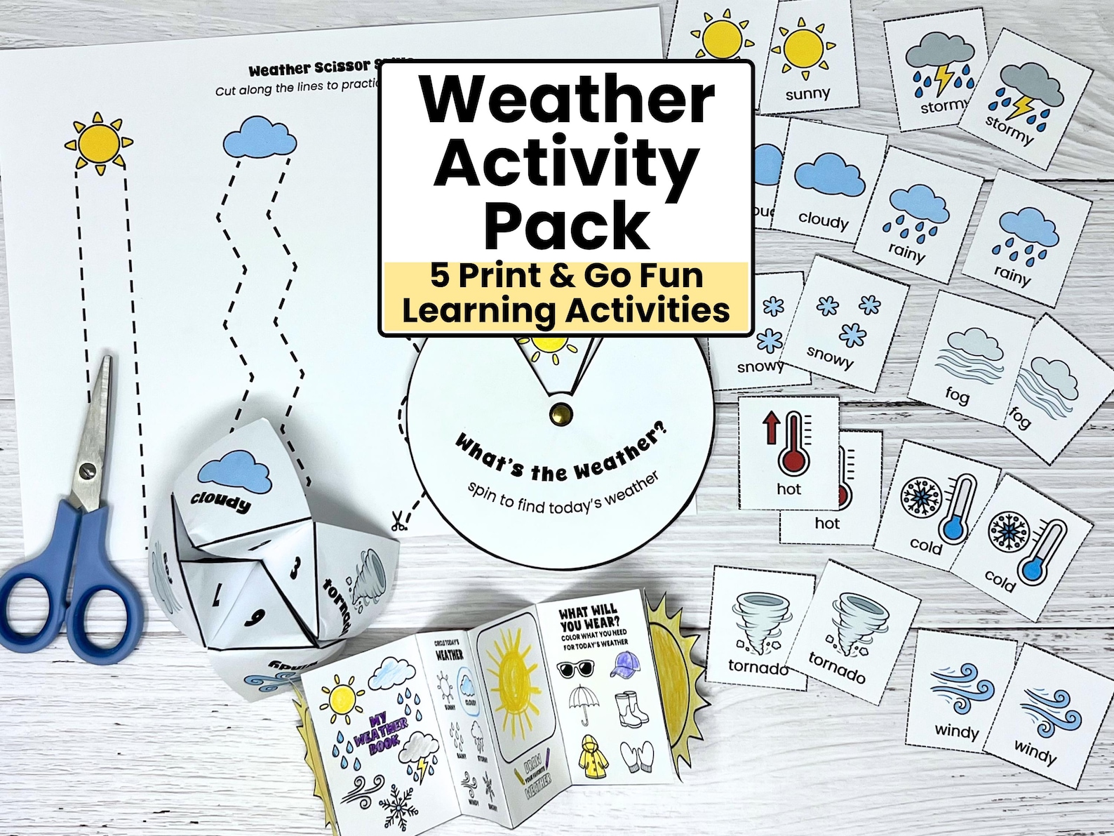 Weather Activity Pack for Kids | Printable Booklet, Scissor Skills ...