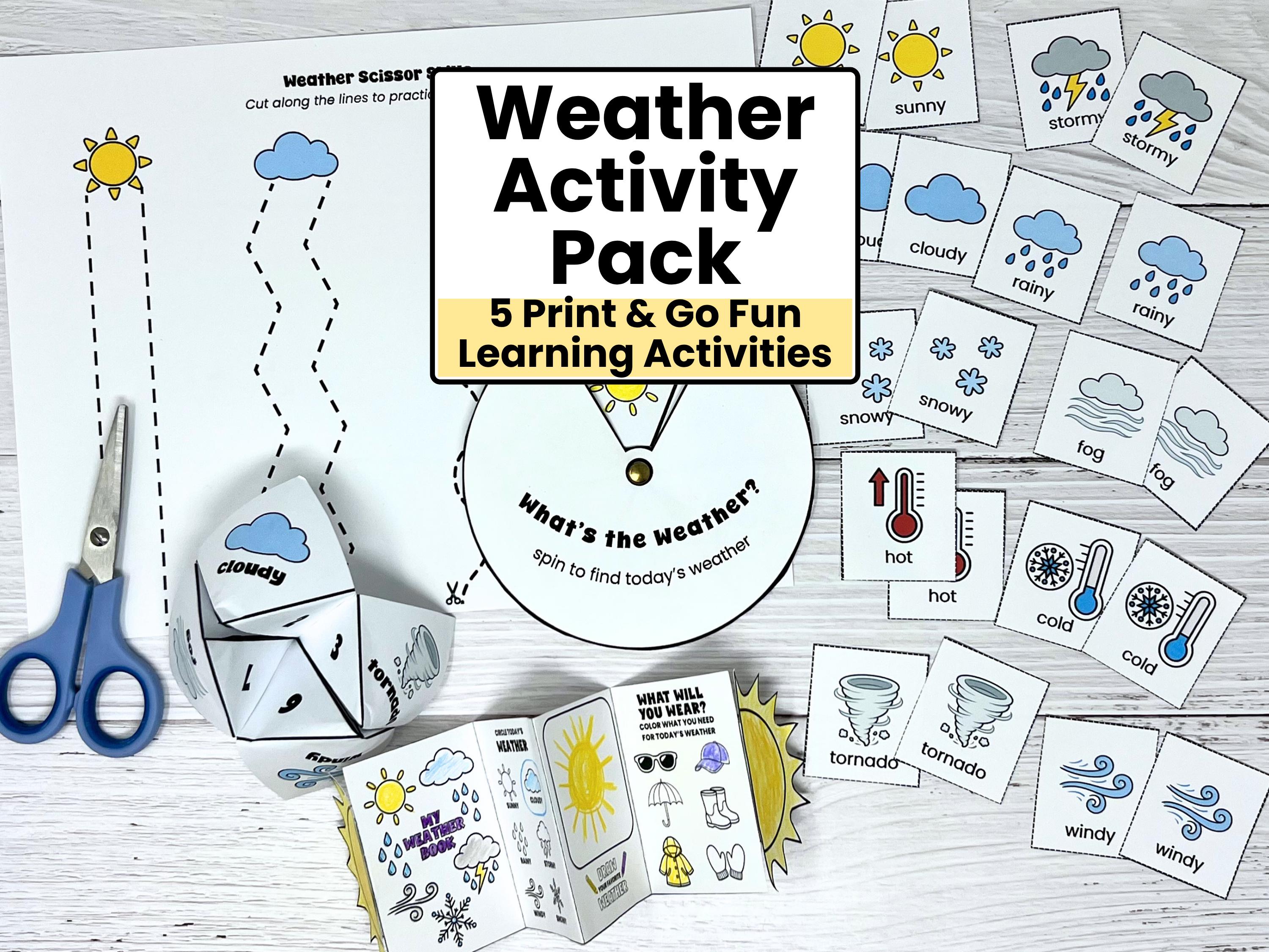 Weather Activity Pack for Kids | Printable Booklet, Scissor Skills ...