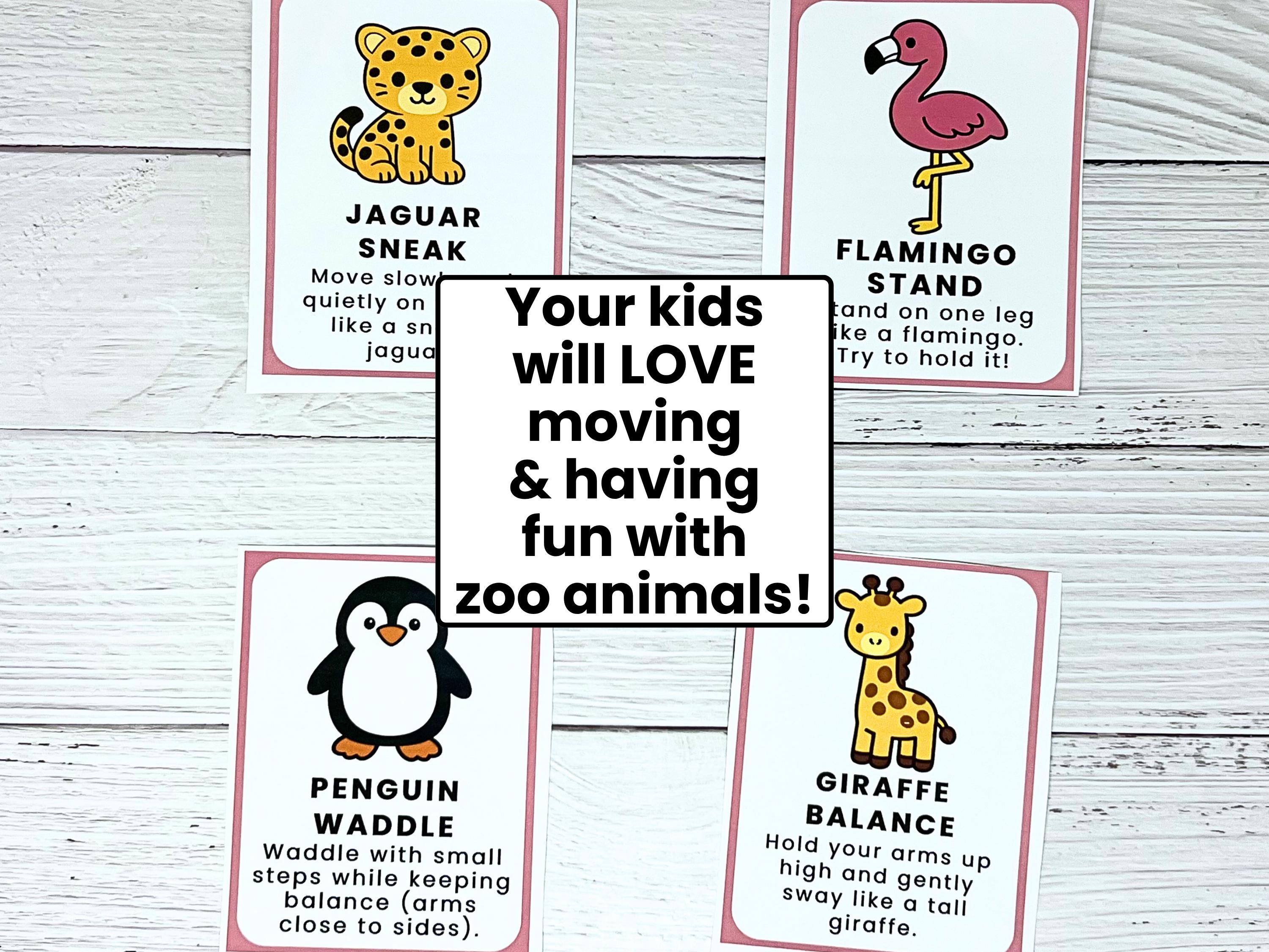 Zoo Animals Movement Cards for Kids | Brain Breaks, Gross Motor ...
