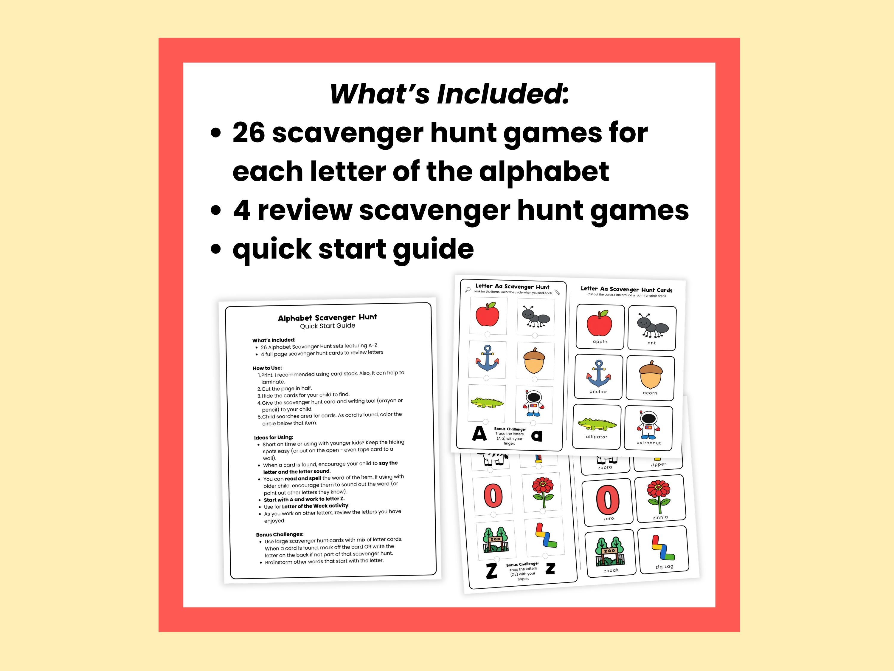 Alphabet Scavenger Hunt | Printable Kids Game | Fun Letter of the Week ...