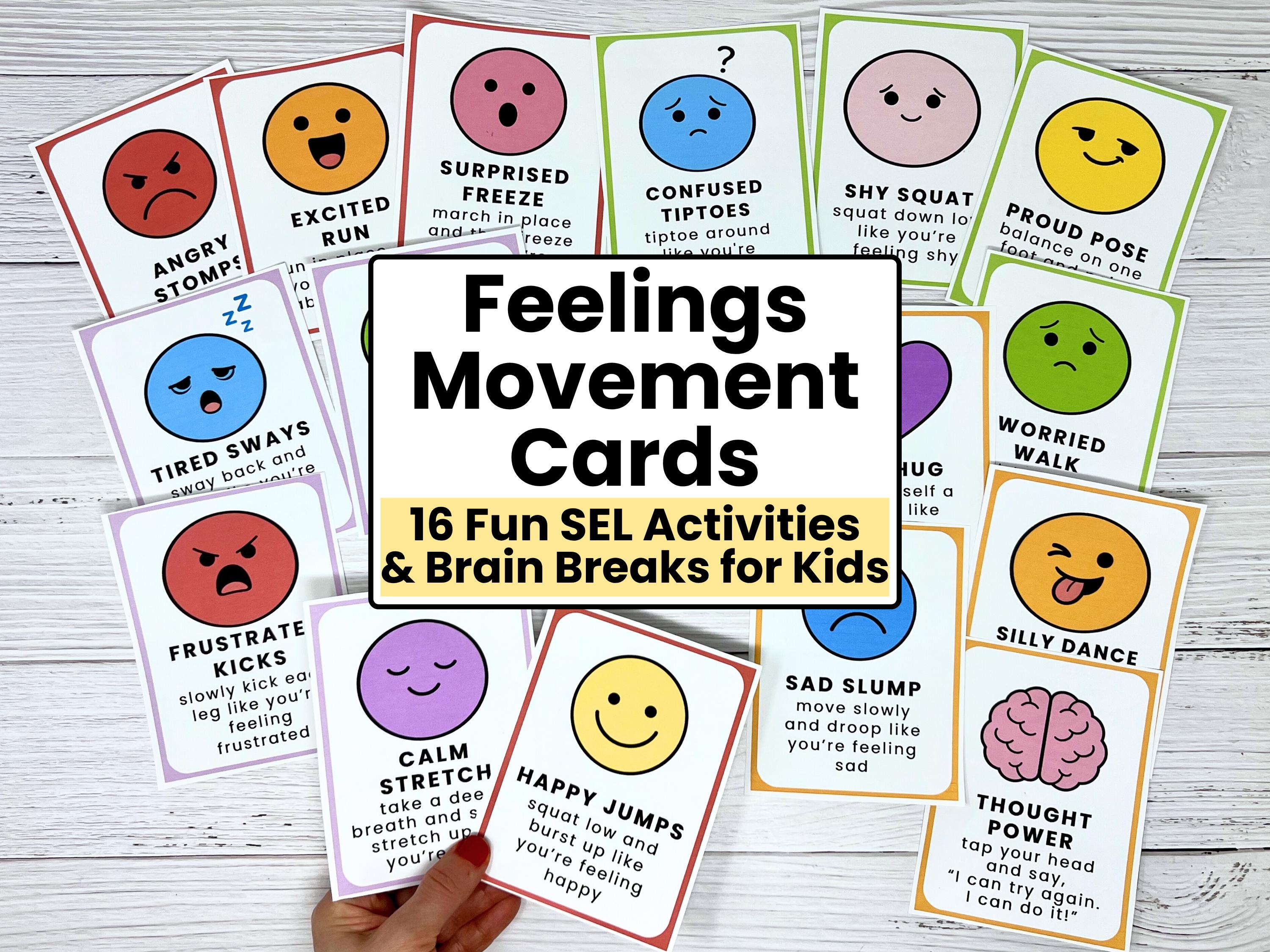 Feelings Movement Cards for Kids | Emotions Activities | Social ...