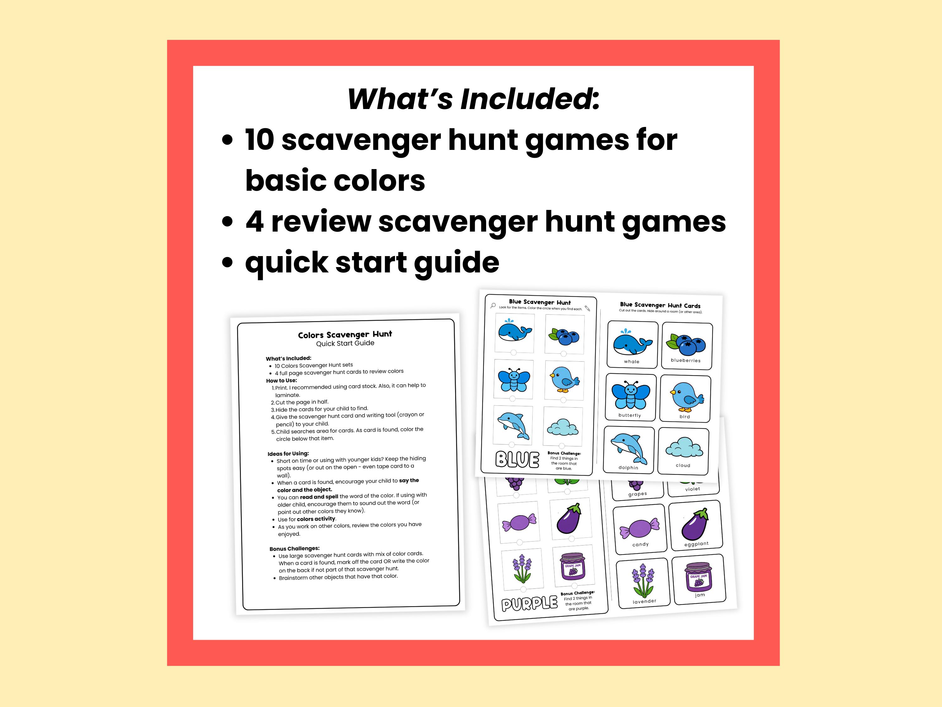 Colors Scavenger Hunt Games for Kids | Color Learning Activity ...