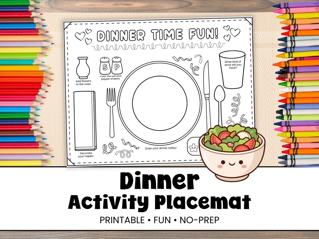 Kids Dinner Activity Placemat | Printable Mealtime Fun (PDF) - Etsy