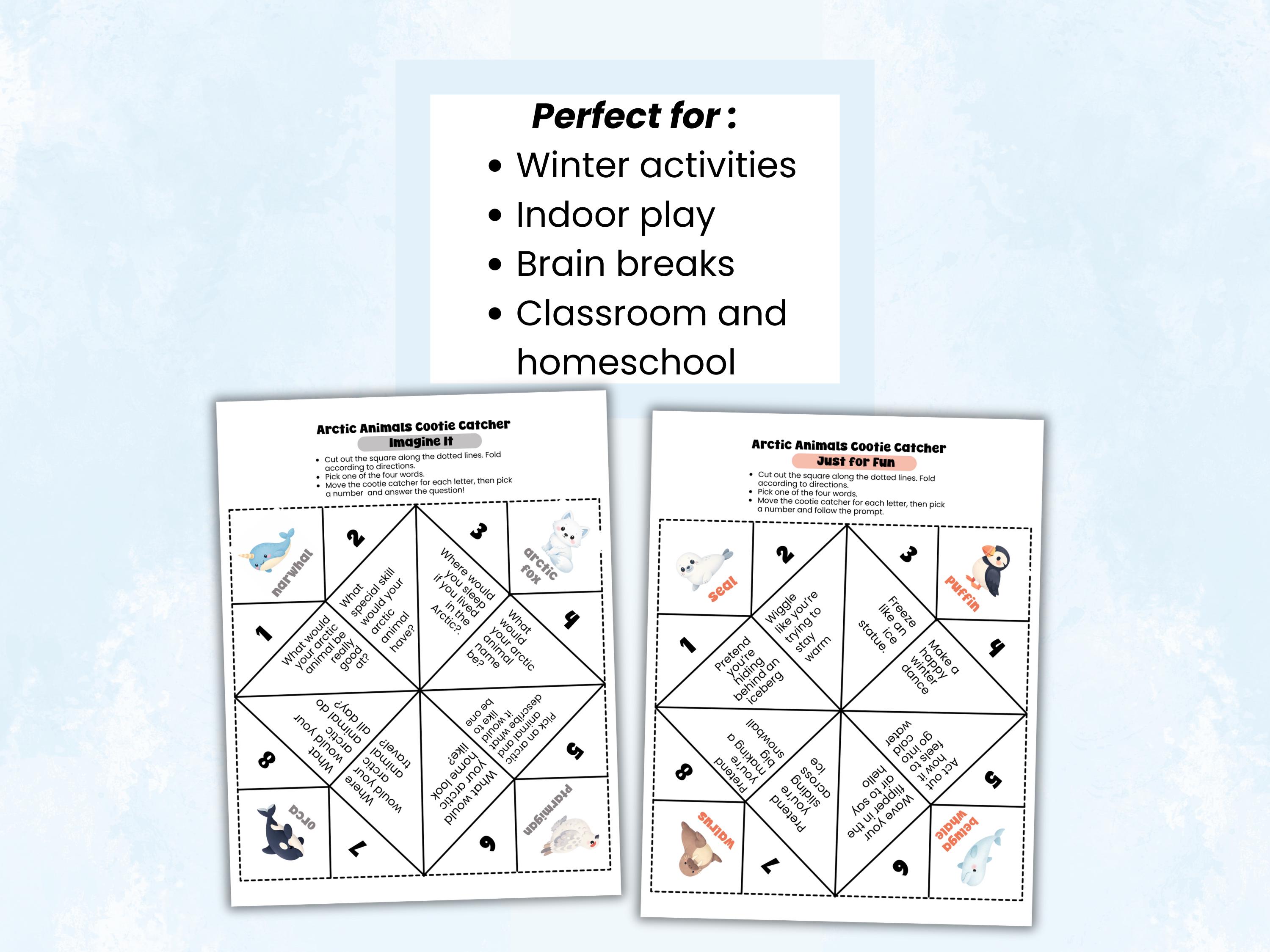 Arctic Animals Cootie Catchers | Printable Fortune Tellers for Kids ...