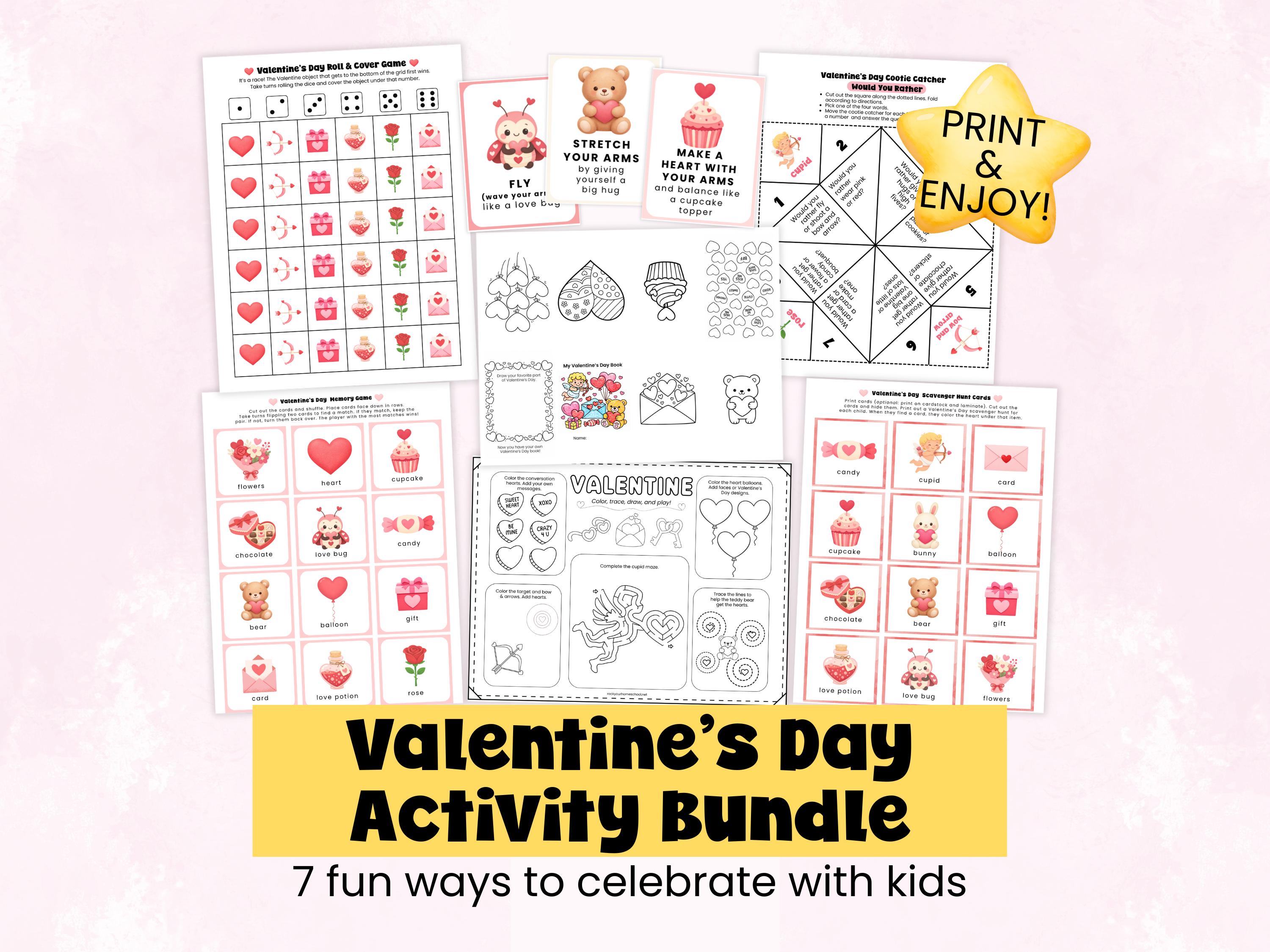 Valentine's Day Activity Bundle for Kids | Printable Valentine Games ...
