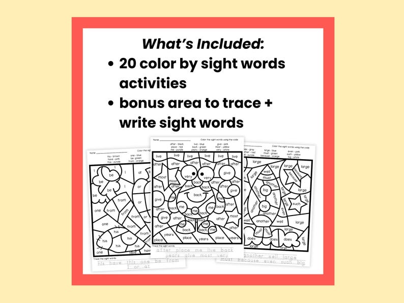 Sight Words Color by Word Worksheets | Printable Sight Word Practice ...