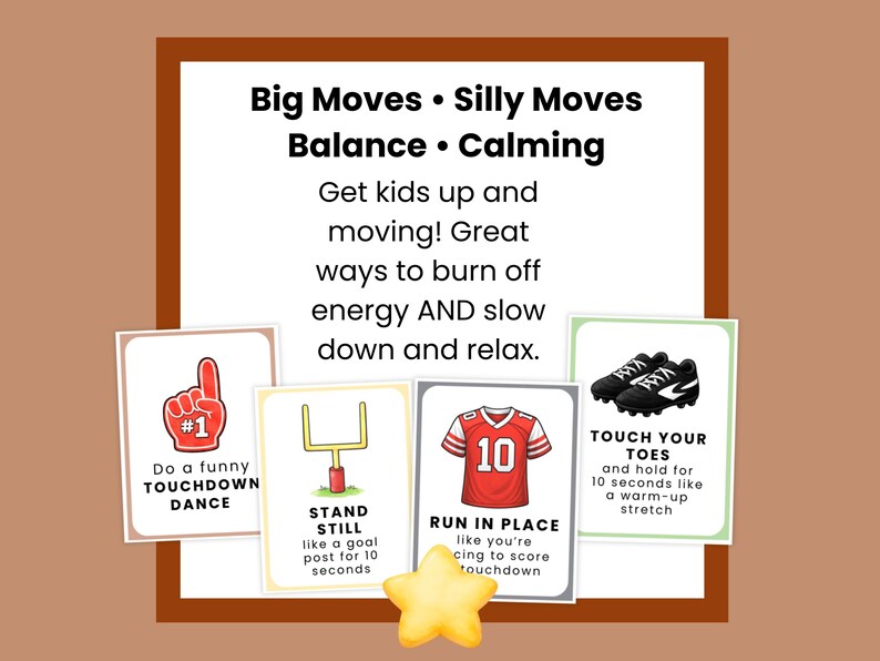 Football Movement Cards for Kids | Fun Brain Breaks & Indoor Recess ...