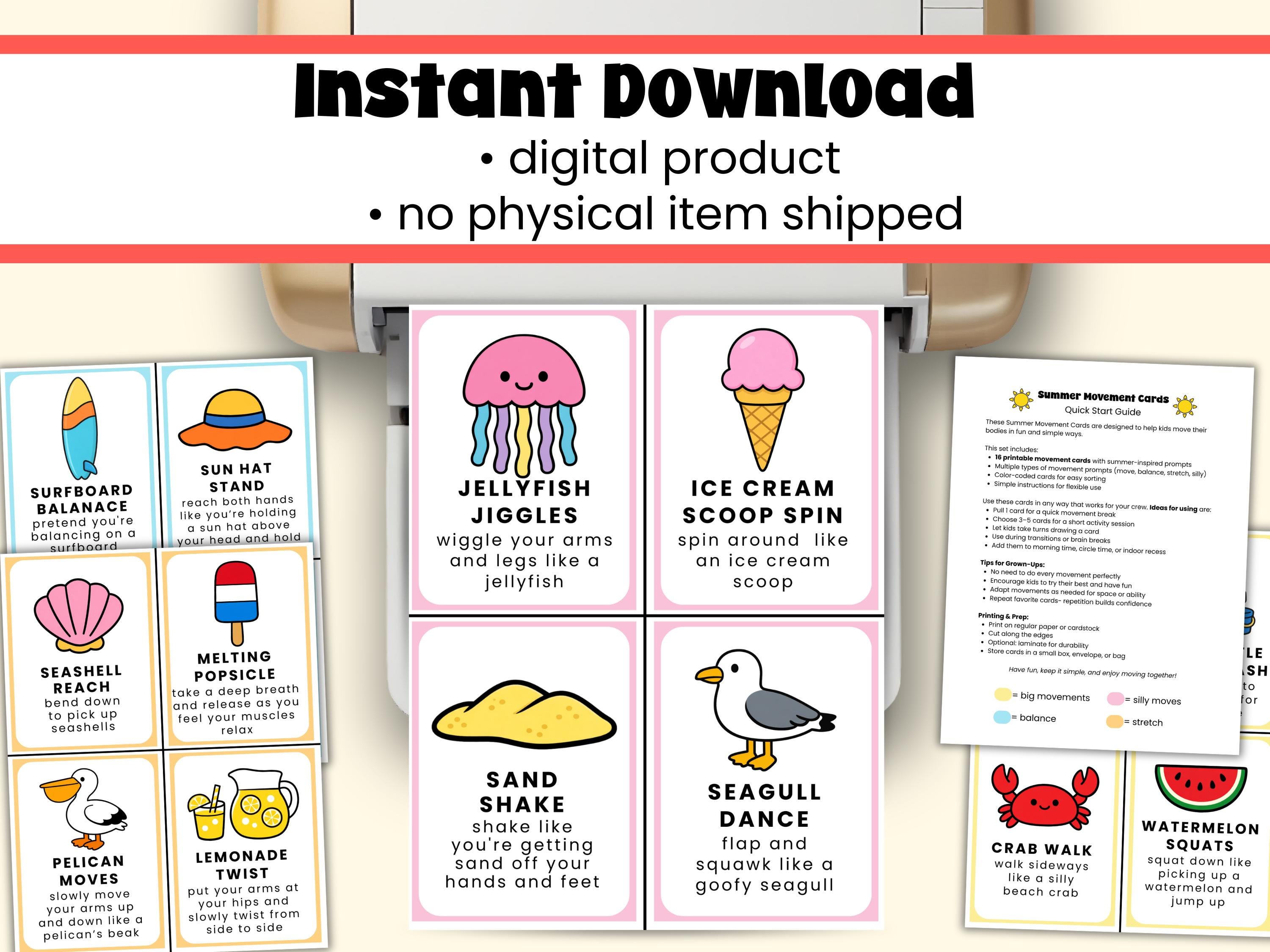 Summer Movement Cards for Kids | Brain Breaks, Gross Motor Activities ...