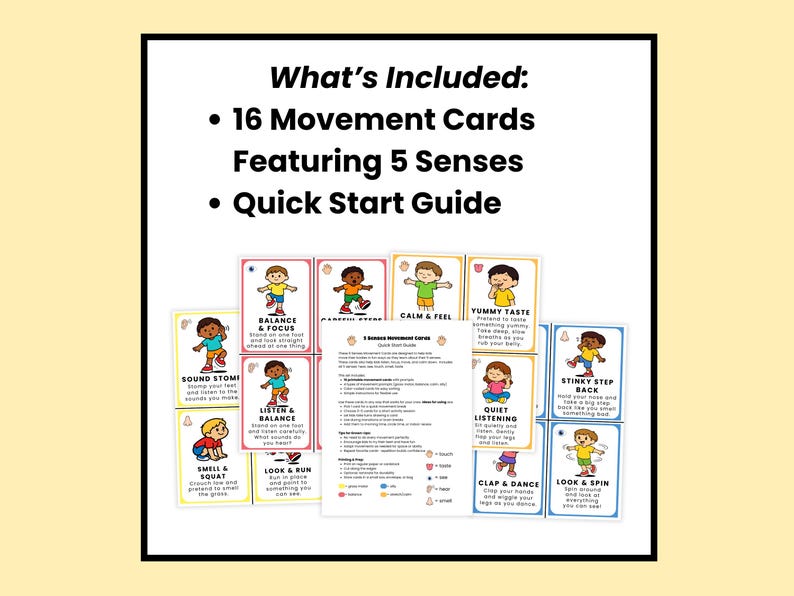 5 Senses Movement Cards for Kids | Brain Breaks, Gross Motor Activities ...