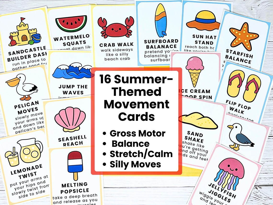Summer Movement Cards for Kids | Brain Breaks, Gross Motor Activities ...
