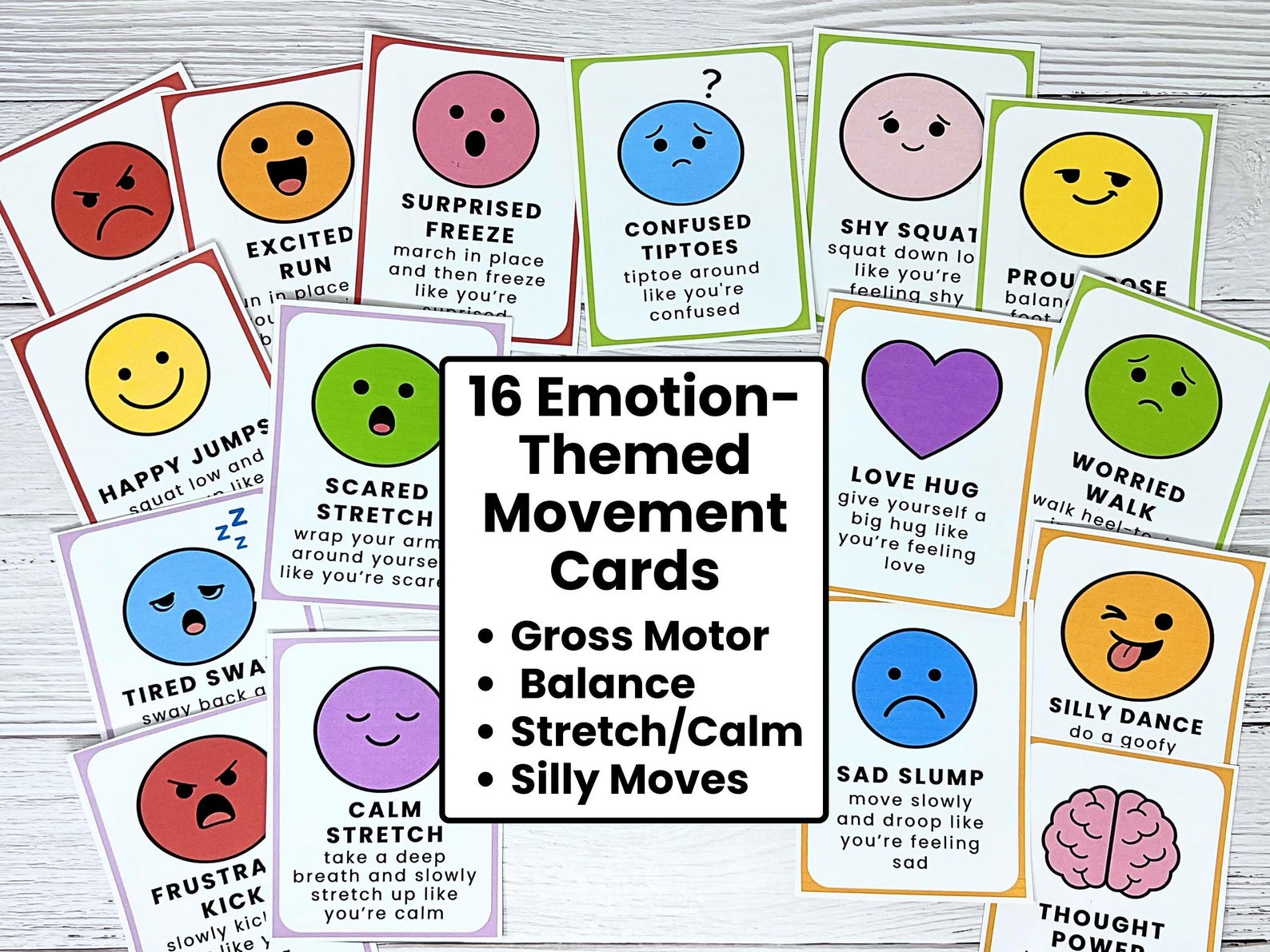 Feelings Movement Cards for Kids | Emotions Activities | Social ...