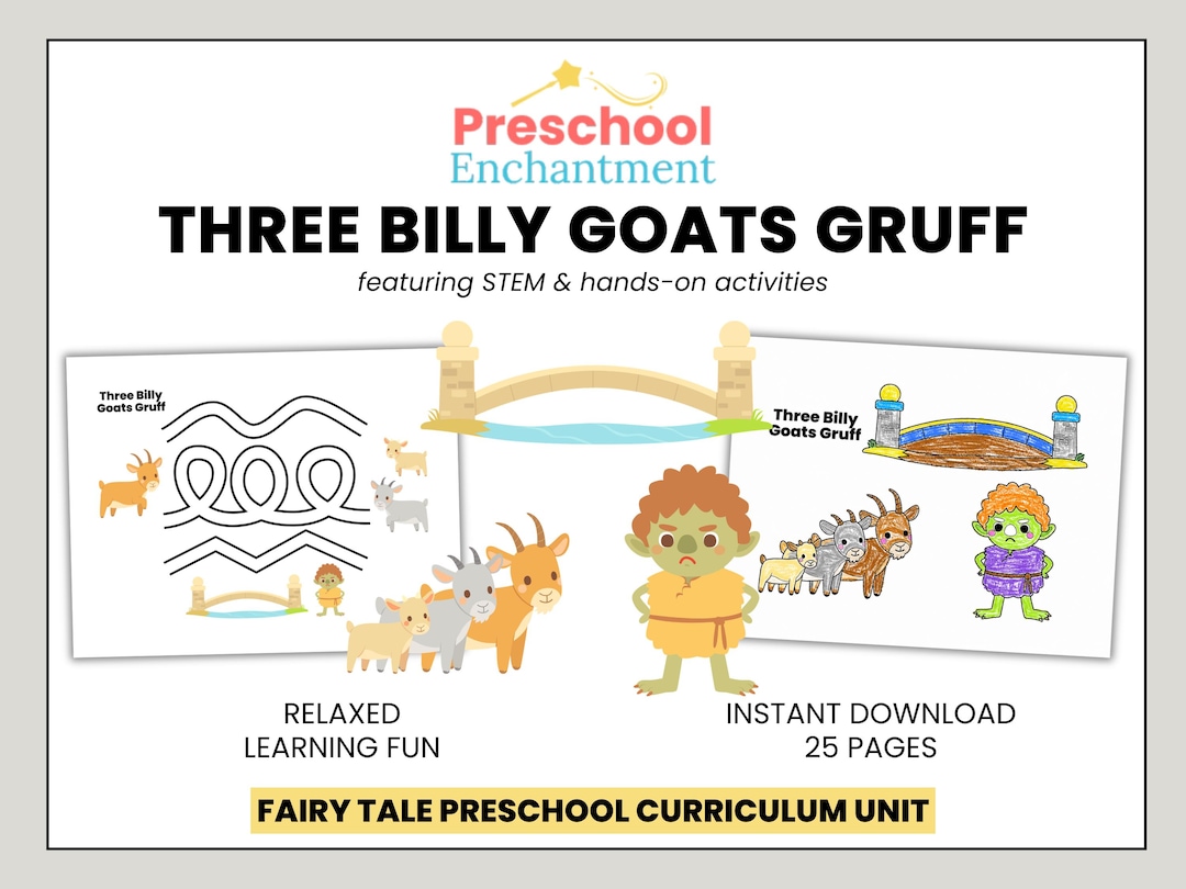 Preschool Curriculum | Three Billy Goats Gruff | Fairy Tale Unit Study ...