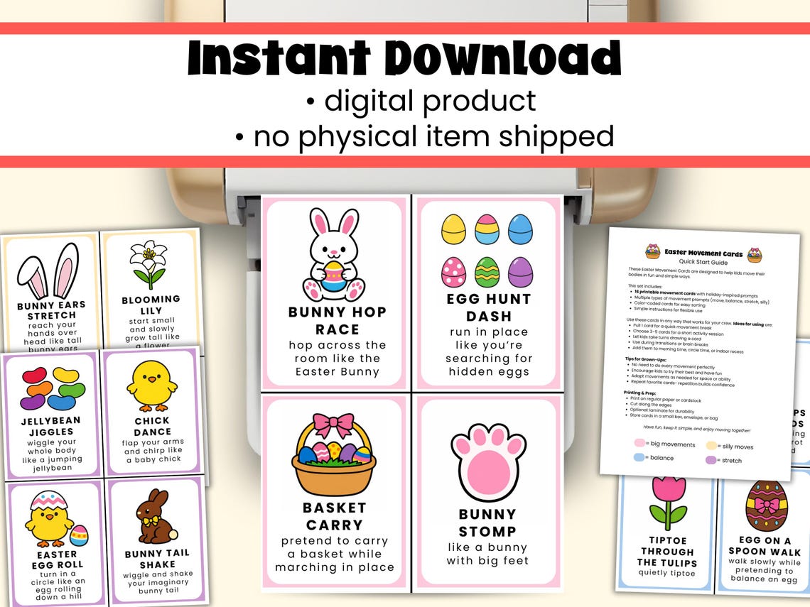 Easter Movement Cards for Kids | Brain Break Activities | Indoor ...