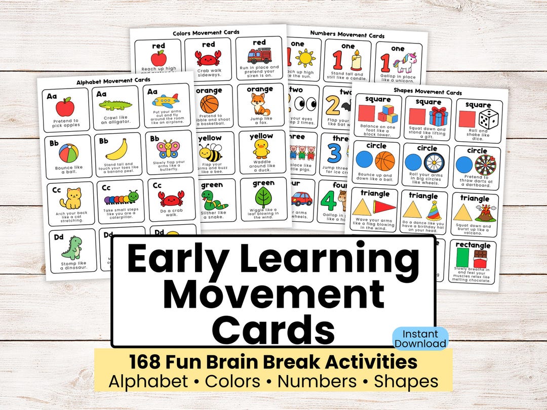 Early Learning Movement Cards for Kids | Brain Break Activities ...