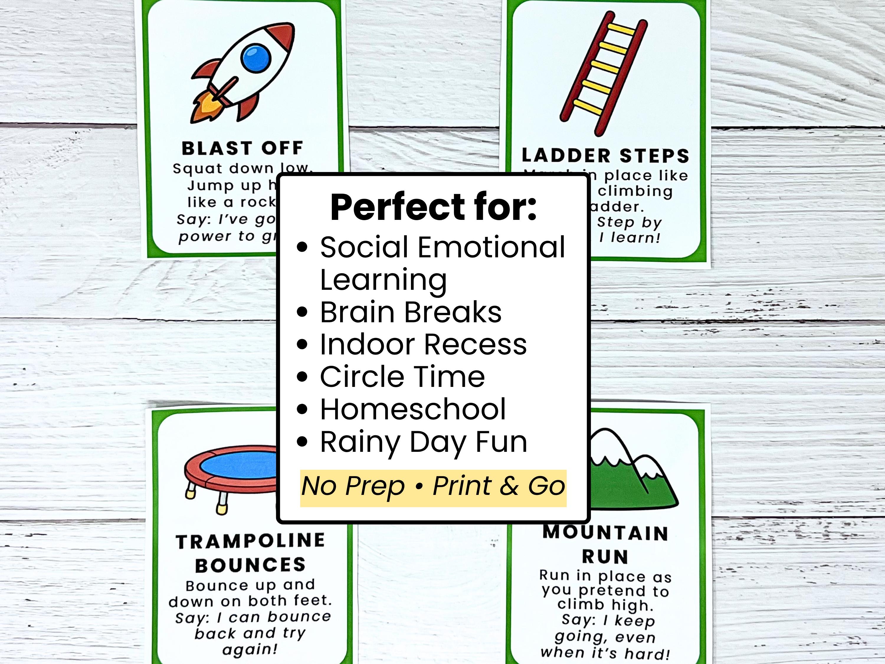 Growth Mindset Movement Cards for Kids | Brain Break Cards | Circle ...