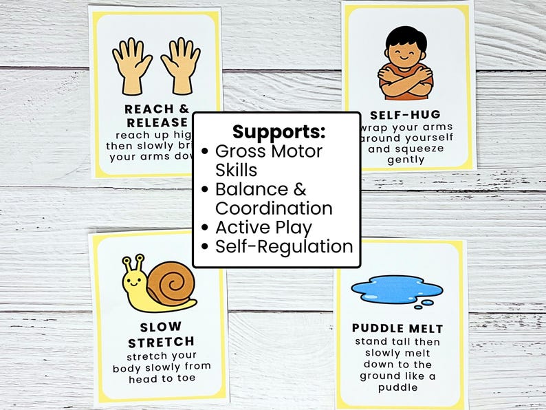 Calm Down Movement Cards for Kids | Coping Skills Activities | Social ...