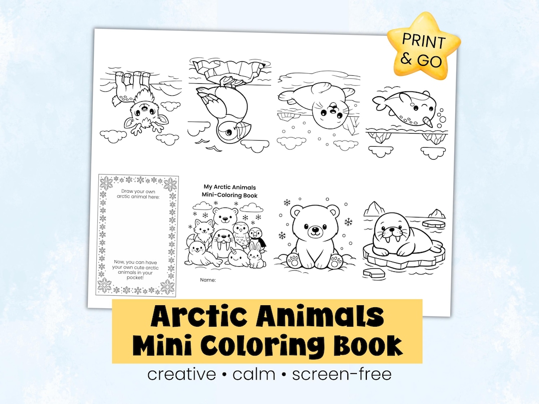 Arctic Animals Mini Coloring Book | Printable Kids Coloring Pages ...