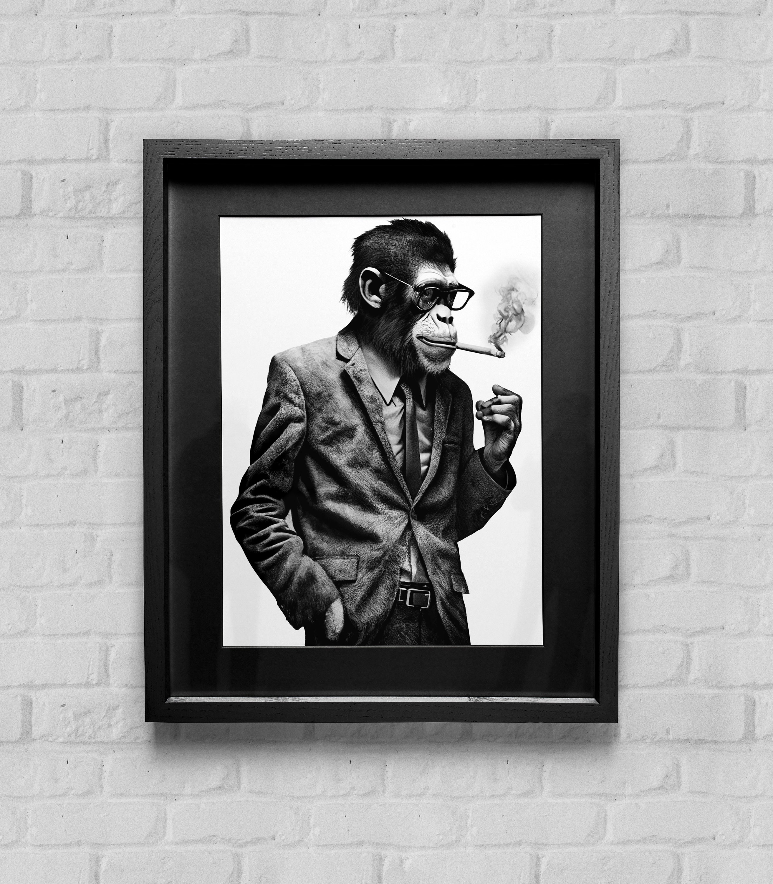 Smoking Monkey Ai Art Print, Fancy Monkey in A Suit, Ai Wall Art Print ...