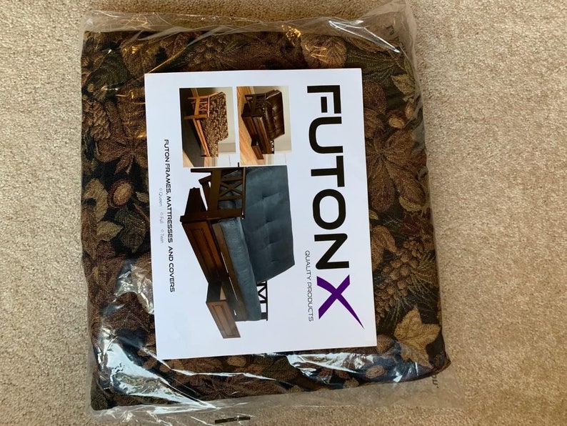 Full Size "futon Cover Only" Black Leaf Tapestry Fits up to 8 Inch ...