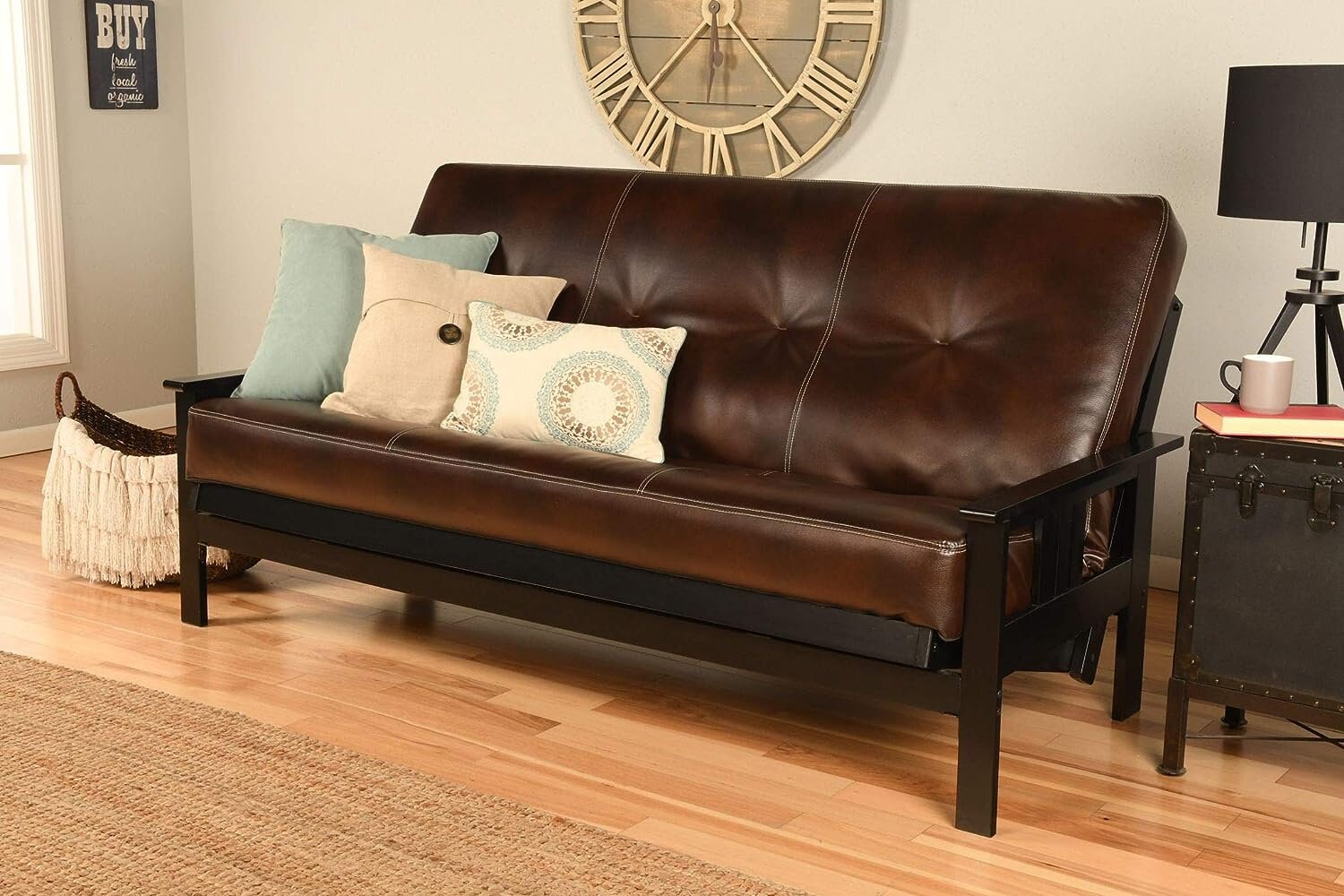 Full Size 'futon Cover Only" Cappuccino Bonded Leather Premium ...