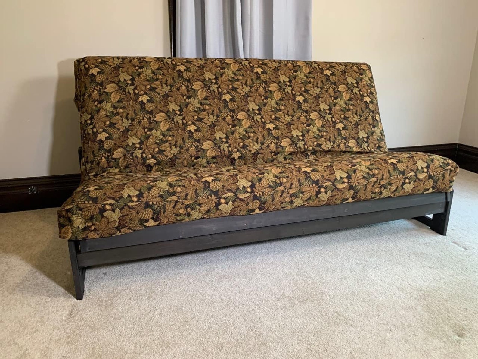 Full Size "futon Cover Only" Black Leaf Tapestry Fits up to 8 Inch ...