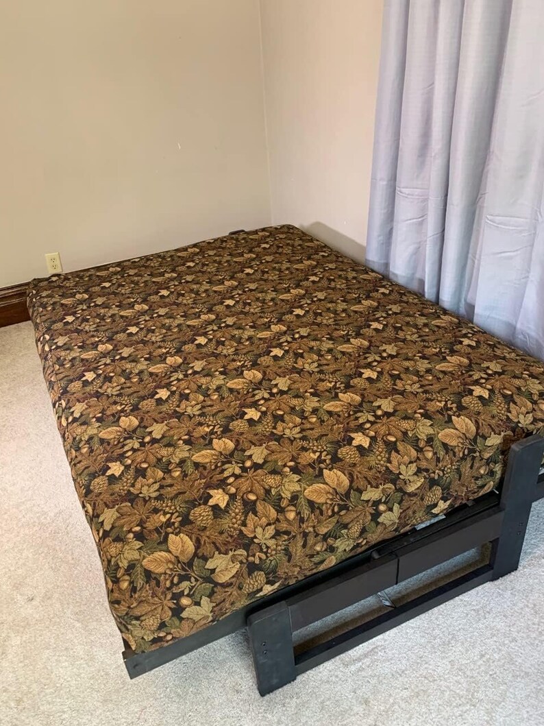 Full Size "futon Cover Only" Black Leaf Tapestry Fits up to 8 Inch ...