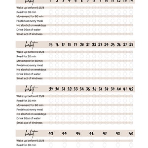 Project 50 Challenge Daily Checklist Tracker - Simple and Personal - Etsy