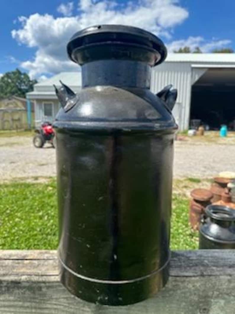 Vintage Black Milkcan Old Milk Cow Farmhouse Decor Antique Milk ...