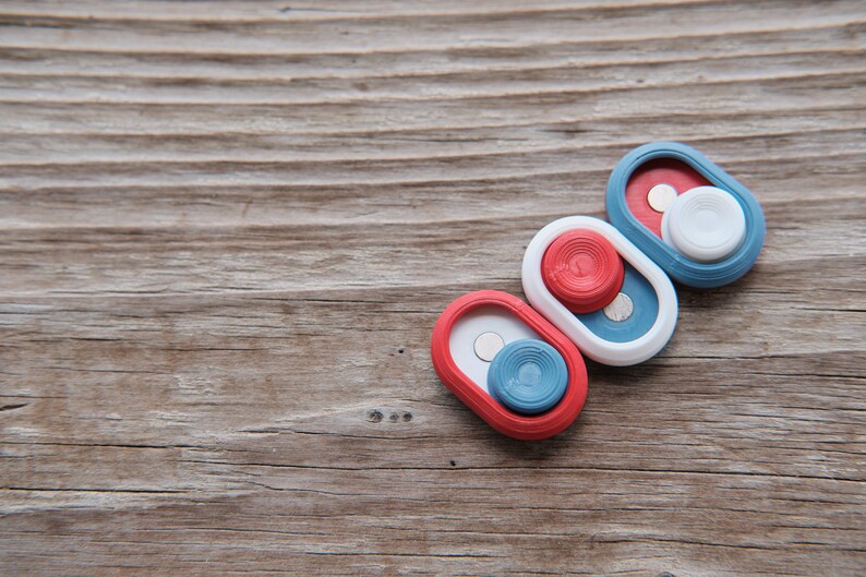 3D Printed Magnetic Haptic Slider Fidget Toy: Red, White, and Blue (set ...