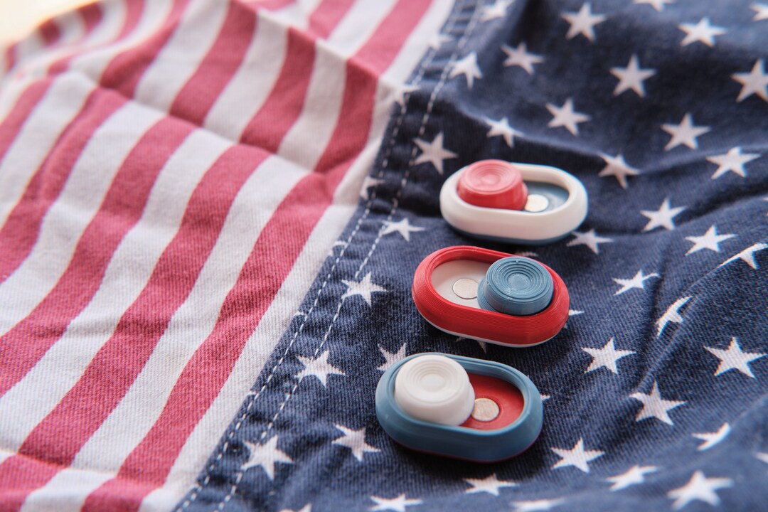 3D Printed Magnetic Haptic Slider Fidget Toy: Red, White, and Blue (set ...