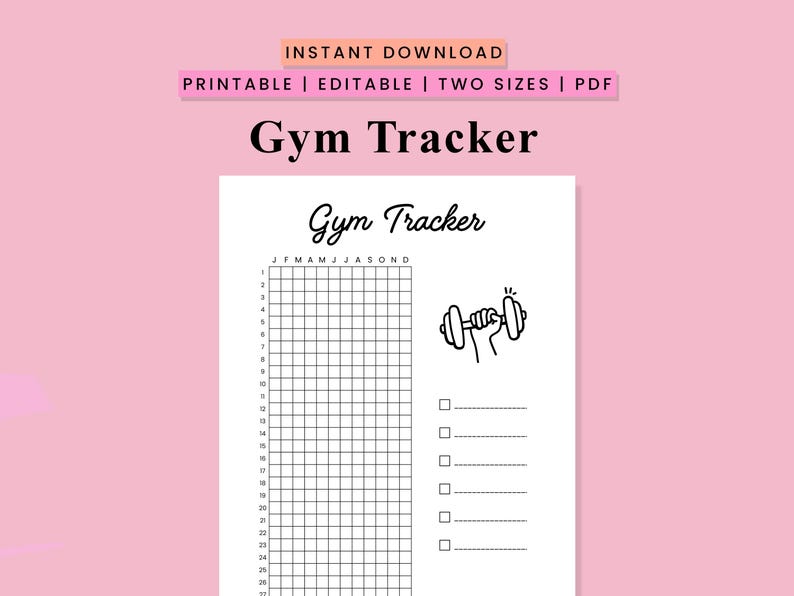 Gym Tracker Printable PDF Digital Download Journal Page - Etsy Australia