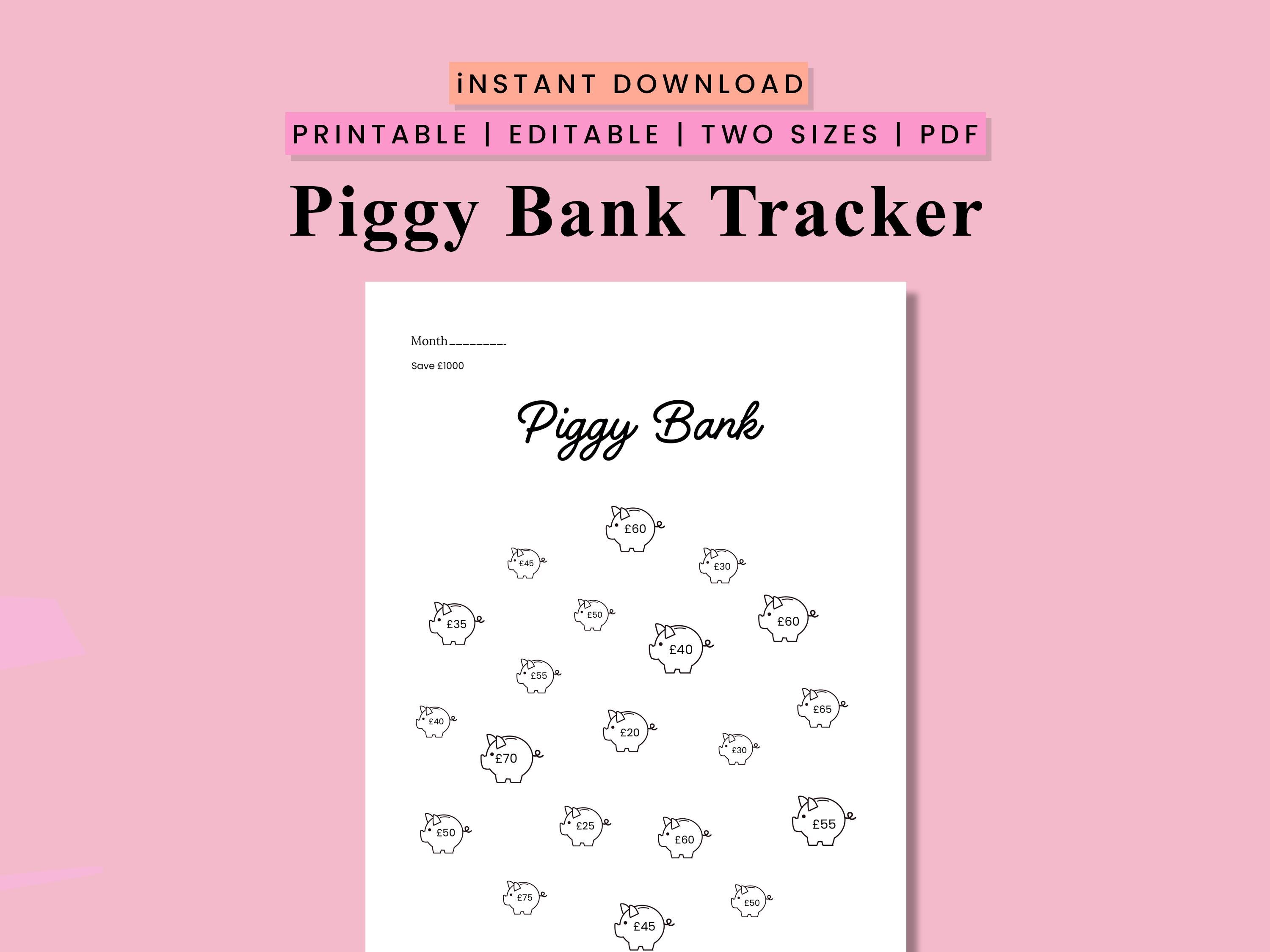 Piggy Bank Savings Tracker | Printable | PDF | Digital Download ...