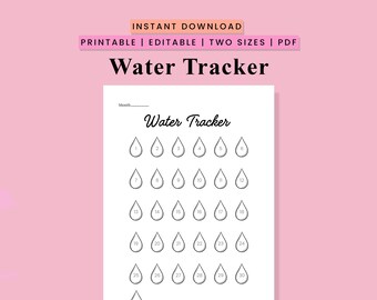 Water Tracker | Printable | PDF | Digital Download | Journal Page - Etsy