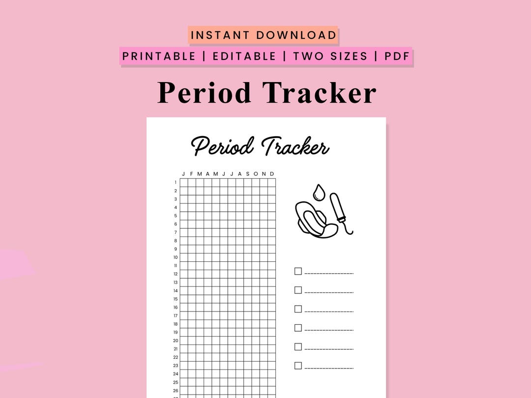 Period Tracker | Printable | PDF | Digital Download | Journal Page - Etsy