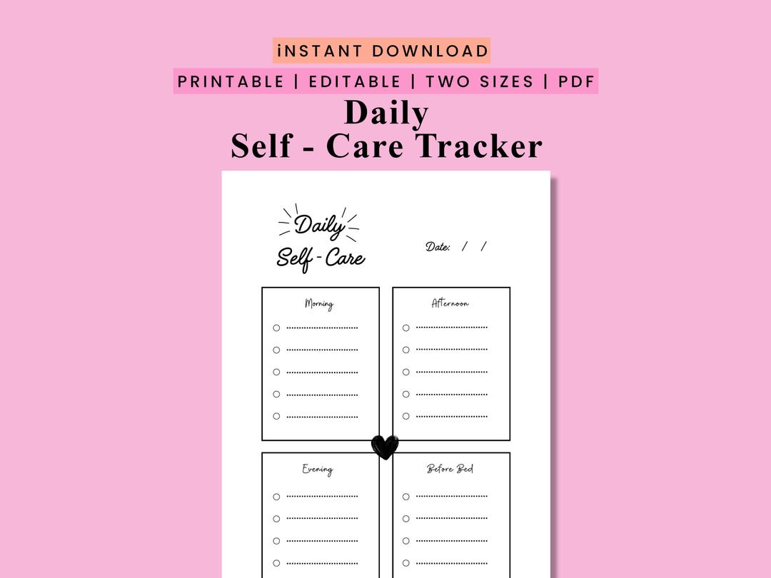Daily Self Care Tracker | Printable | PDF | Digital Download | Journal ...