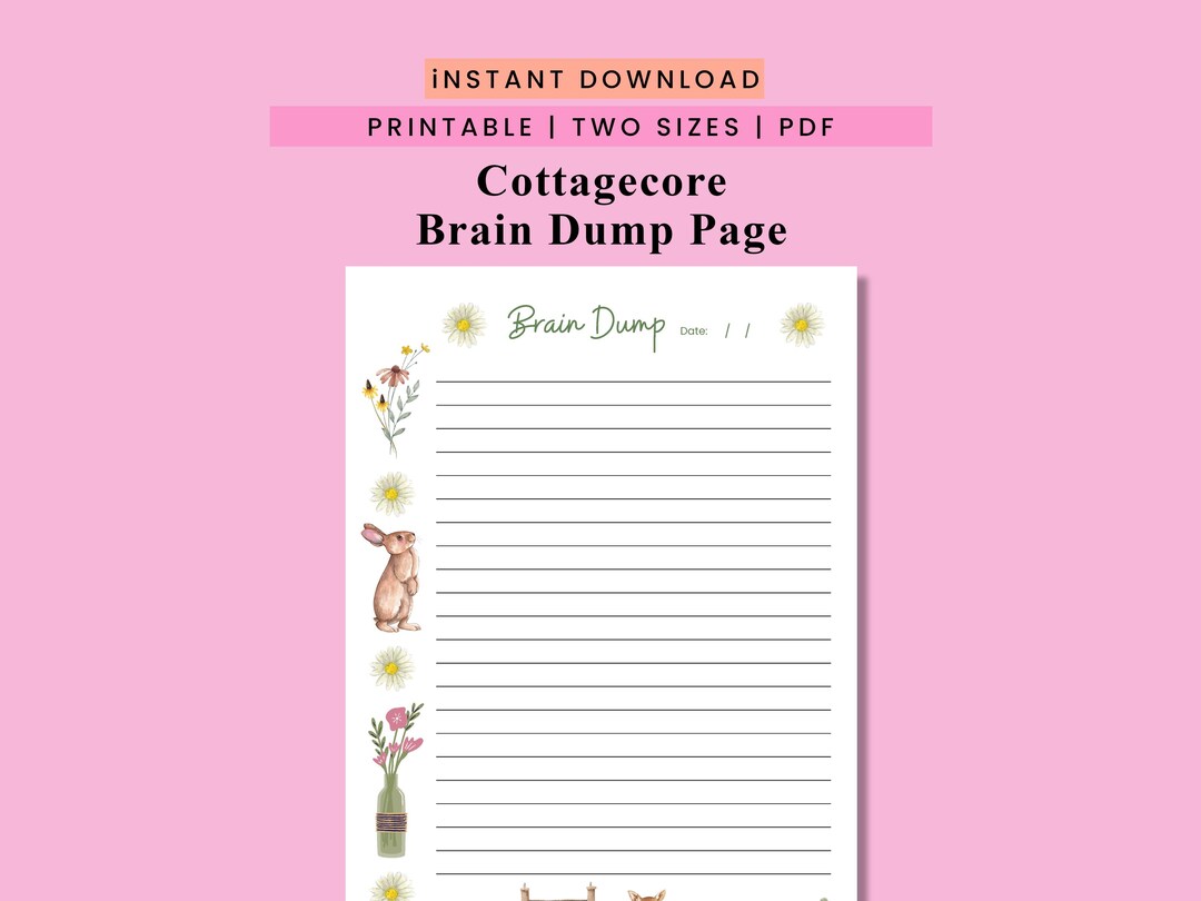 Cottagecore Brain Dump Page | Printable | PDF | Digital Download ...