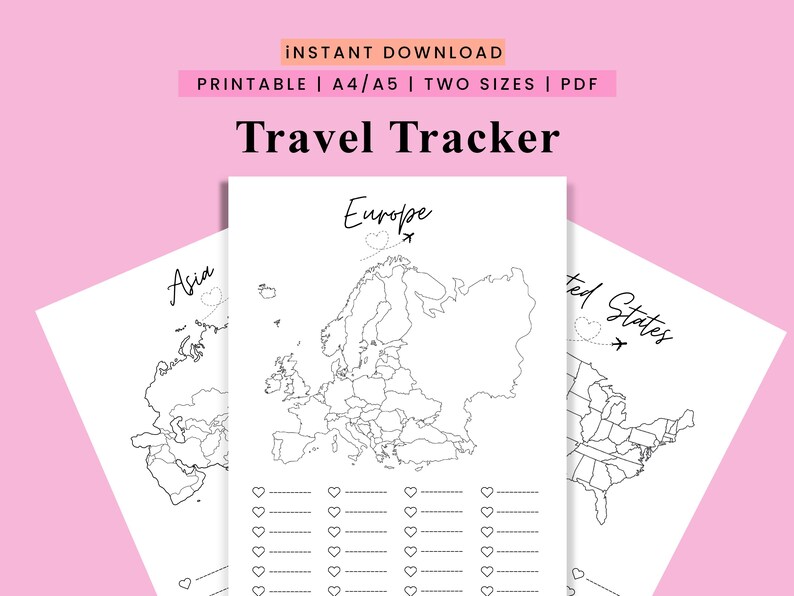 Travel Tracker | Printable | PDF | Digital Download | Journal Page | A4 ...