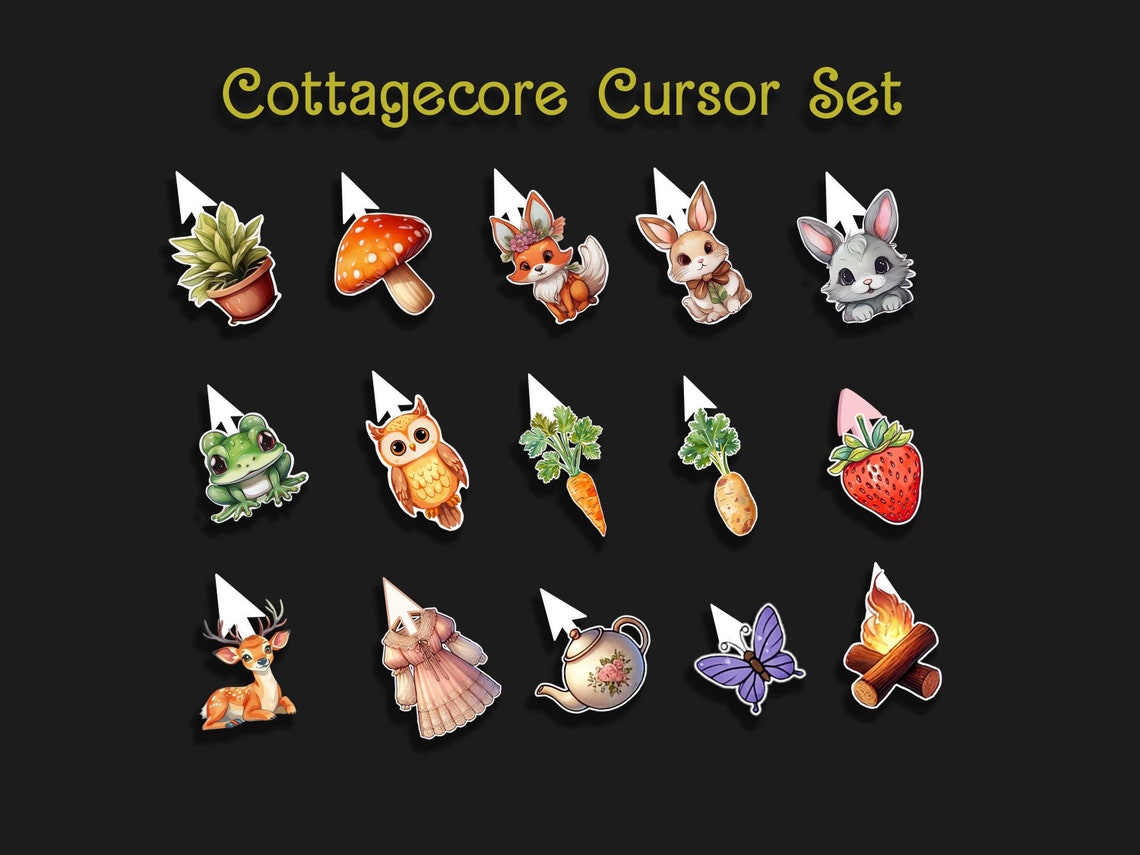 Cottagecore Aesthetic Cursor Set | 25 Custom Cottagecore Mouse Pointers ...