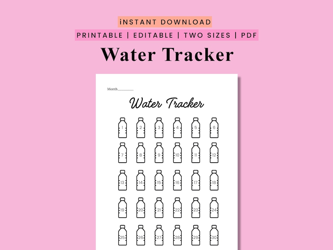 Water Tracker | Printable | PDF | Digital Download | Journal Page - Etsy