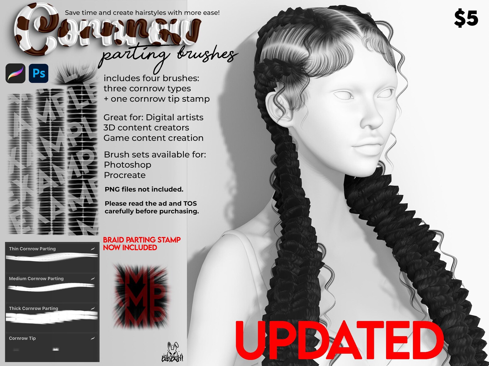 BUNI'S Cornrow Parting Brushes [UPDATED] - Etsy