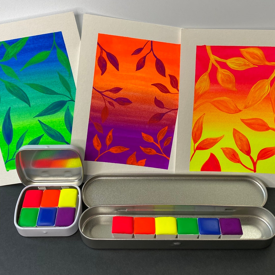 Neons! Handmade Fluorescent/uv Reactive Neon Watercolor Paints, Set of ...