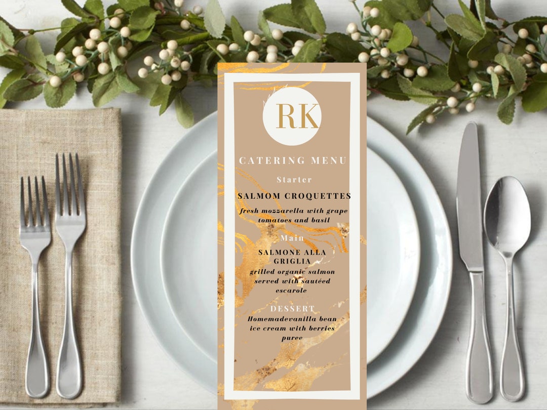 GOLDEN EDITABLE Menu Card Couples Date Night Party Table Menus ...